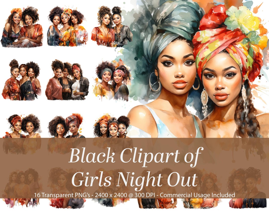 Clipart of Beautiful African American Women Enjoying a Girls Night Out ...