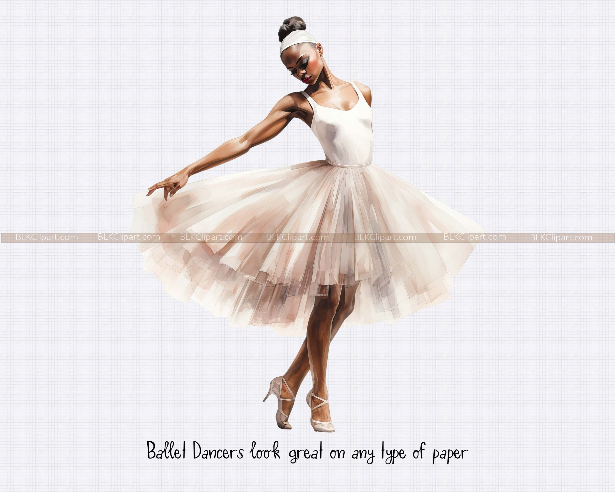 African American Ballerina Clipart: Elegant Dancer PNG (digital ...