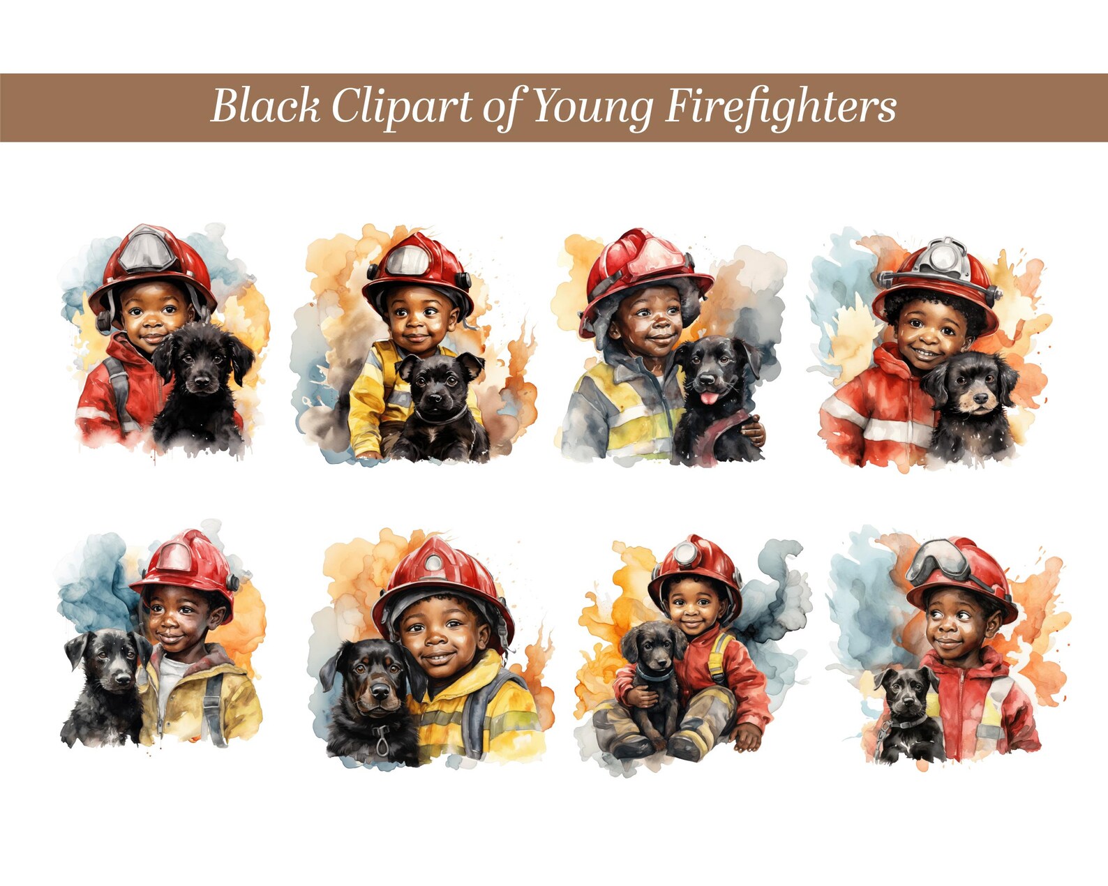 African American Clipart. Watercolor Clipart of Adorable Young African ...