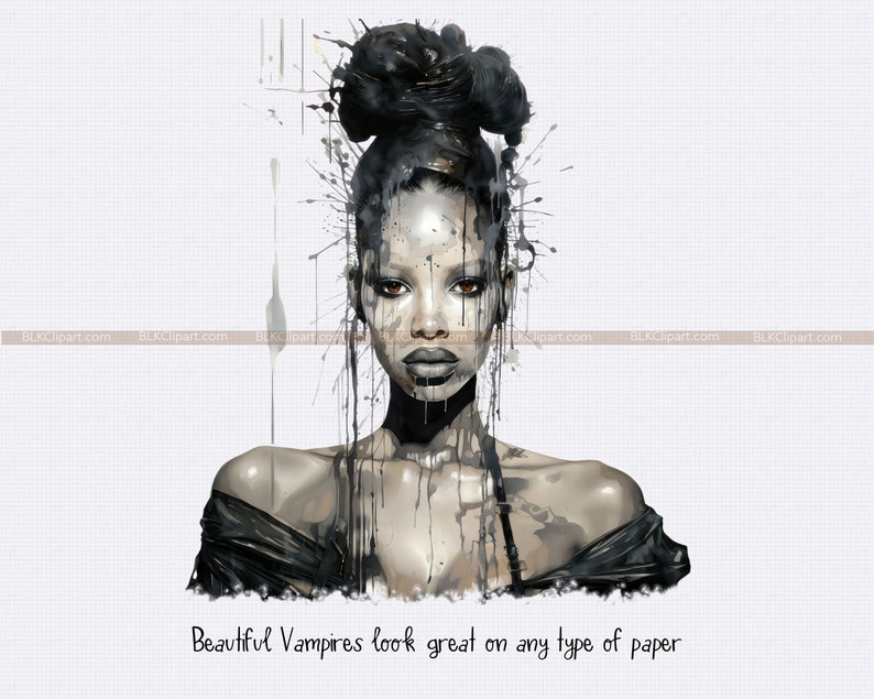Watercolor Clipart of Truly Beautiful Black Vampire Women. - Etsy