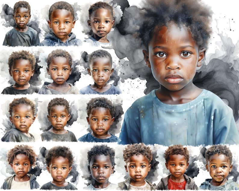 Black Clipart of Serious Young African American Boys Who Have Seen a ...