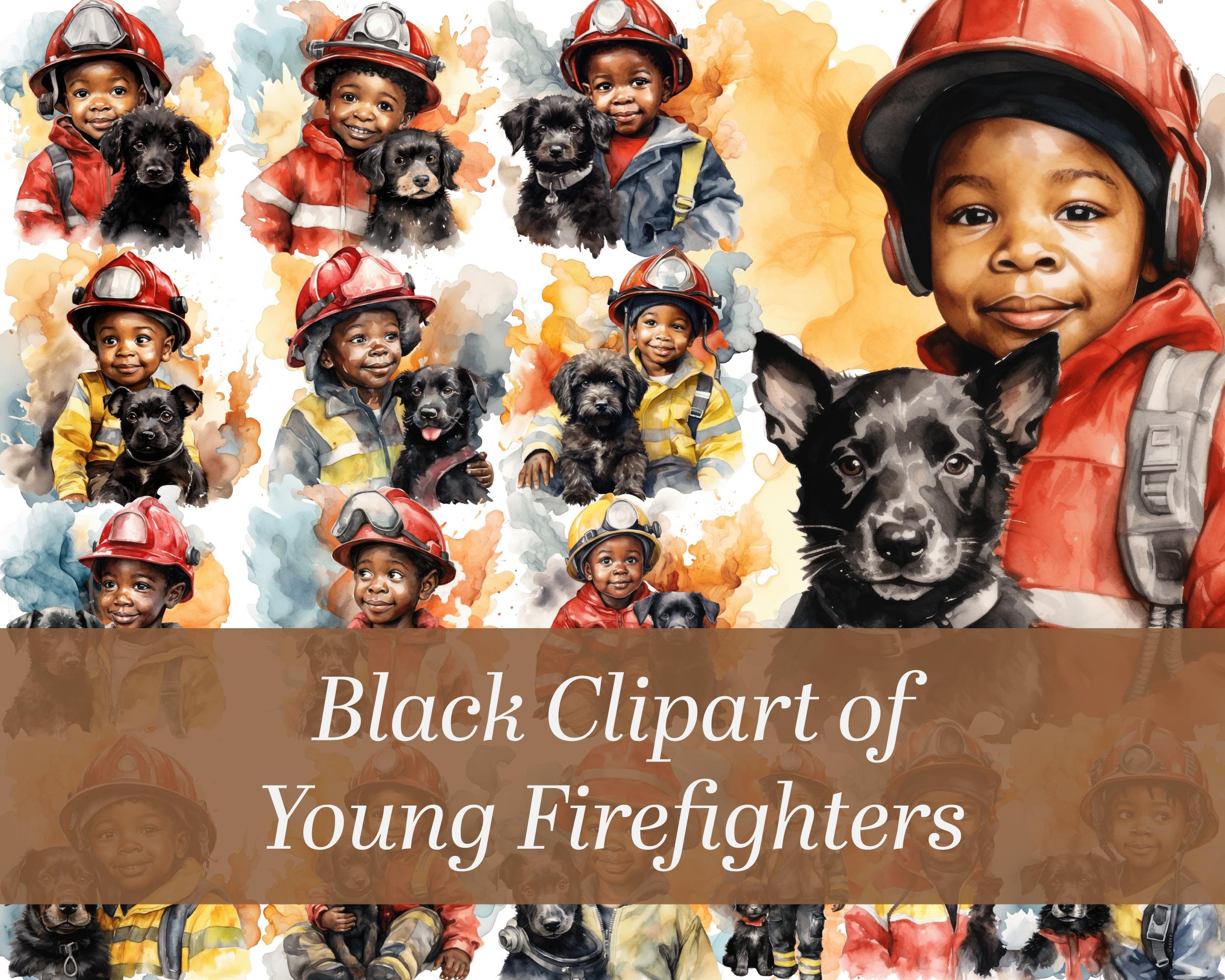 African American Clipart. Watercolor Clipart of Adorable Young African ...