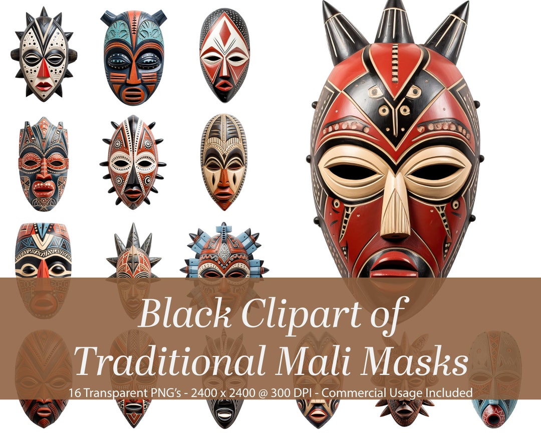 African Traditional Mali Masks Clipart, Illustrations, Transparent PNG ...
