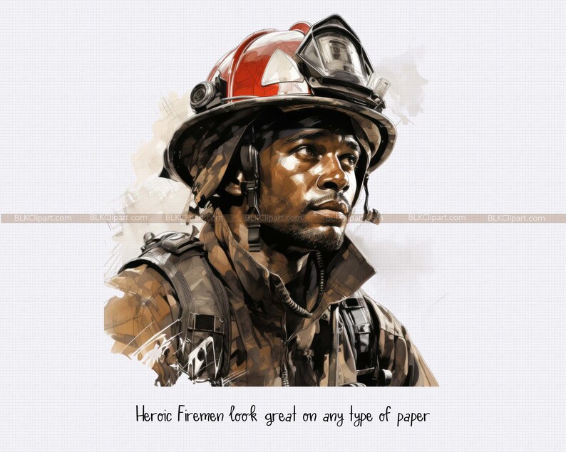 Clipart of Heroic African American Firefighters. Black Men Clipart ...