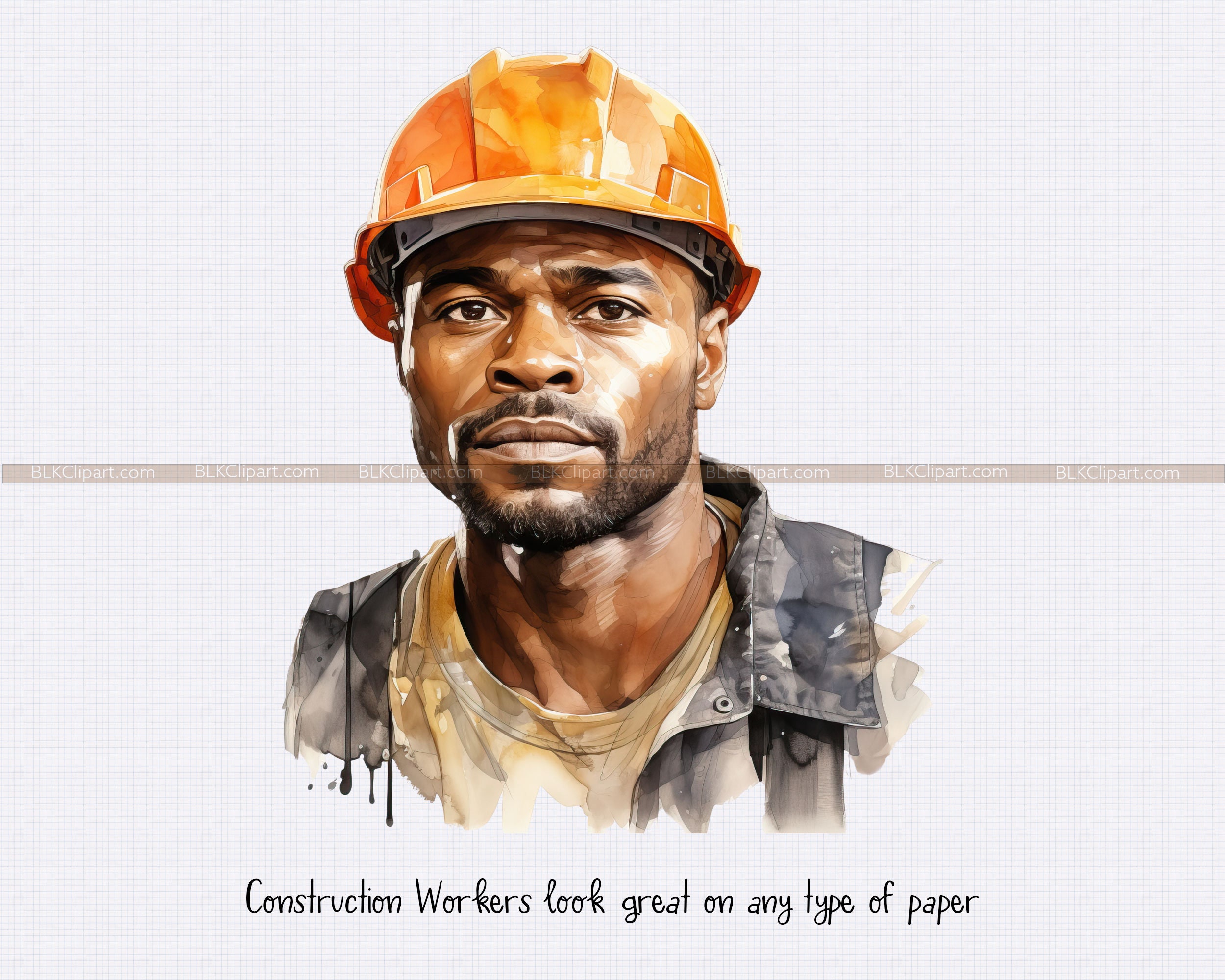 African American Clipart of Rugged Black Construction Workers. - Etsy