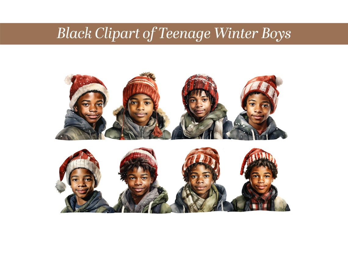African American Teenage Winter Boys. African American Clipart, Black ...