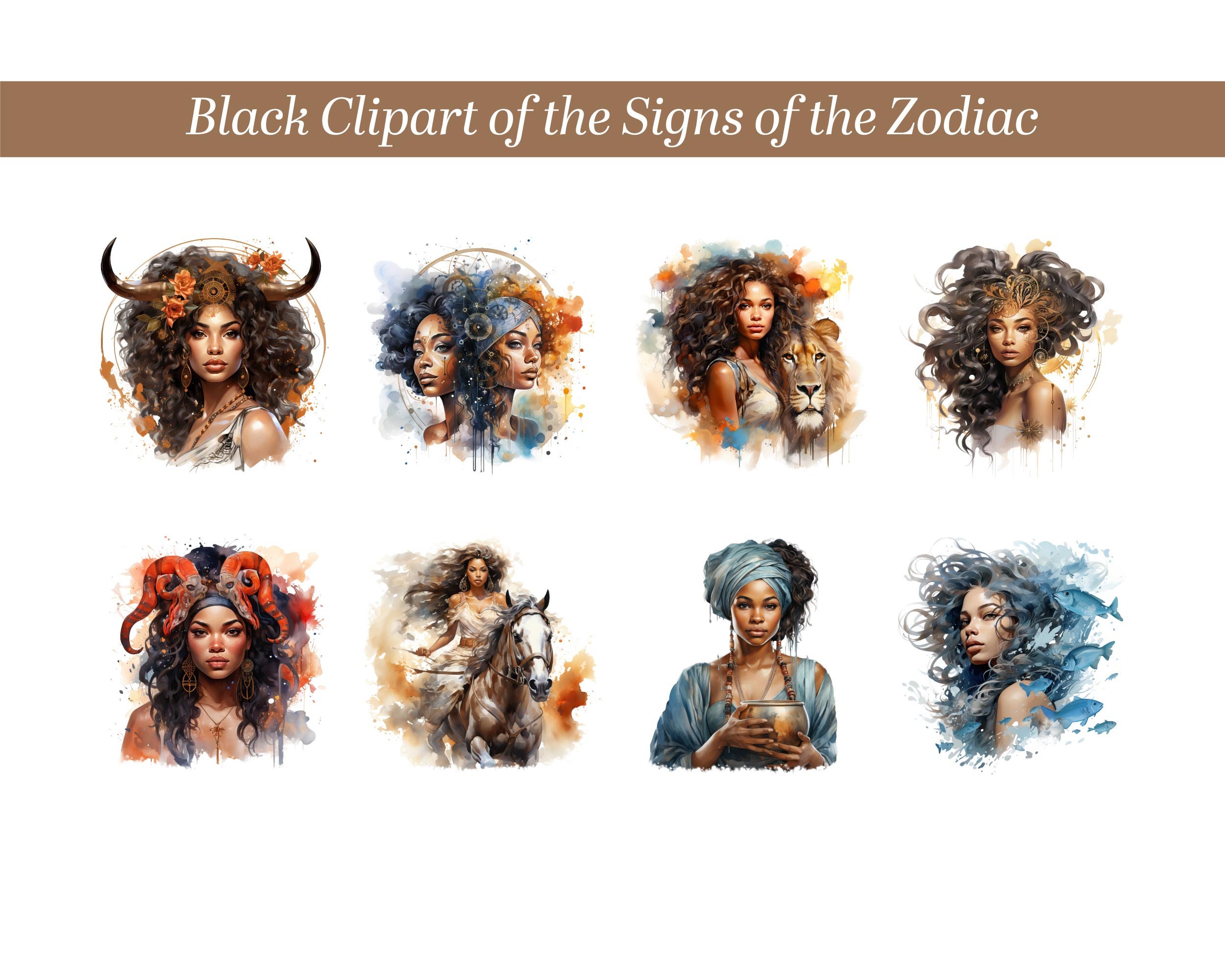 African American Clipart of the Signs of the Zodiac. Signs of the ...