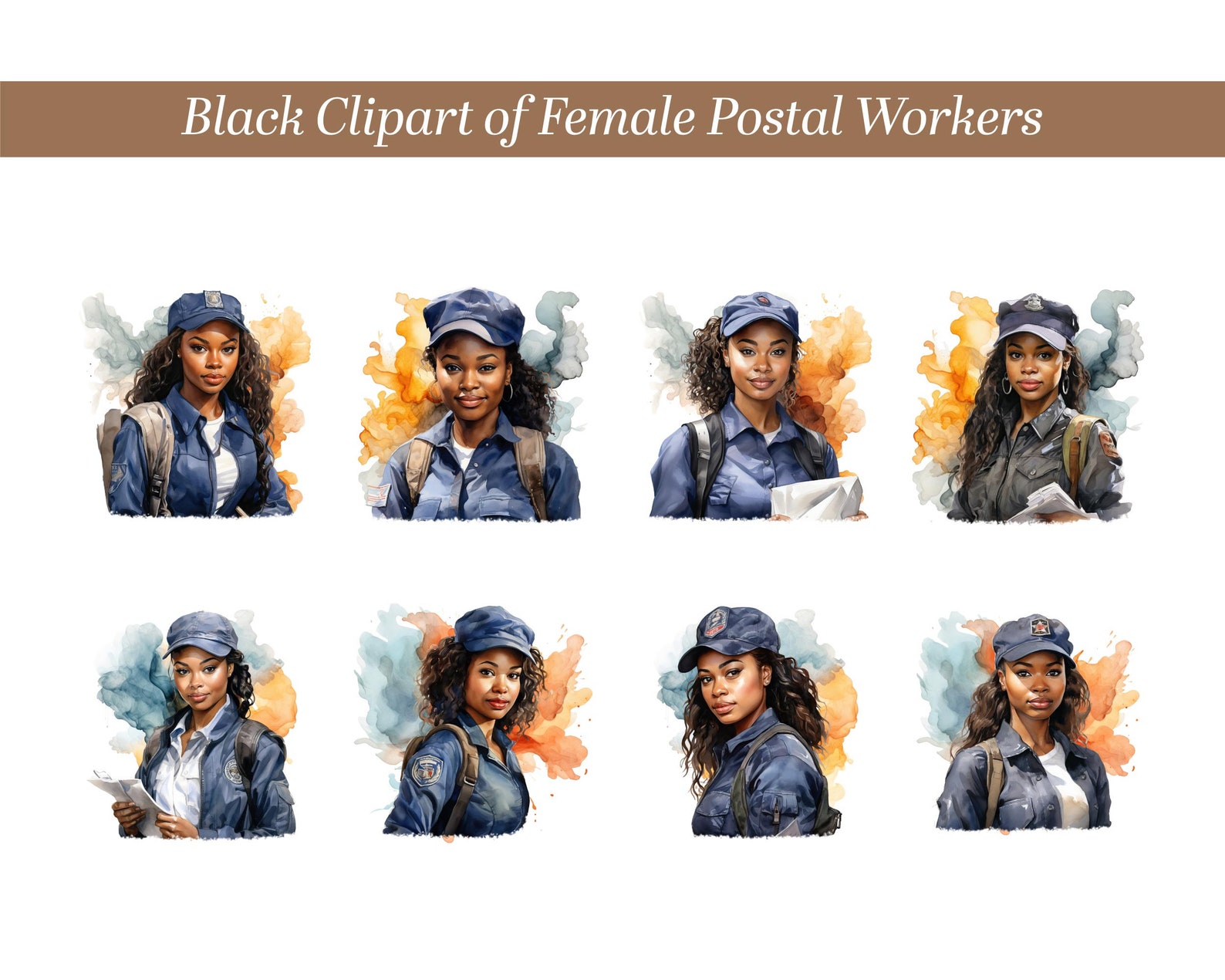 African American Clipart of Beautiful Black Female Postal Workers ...