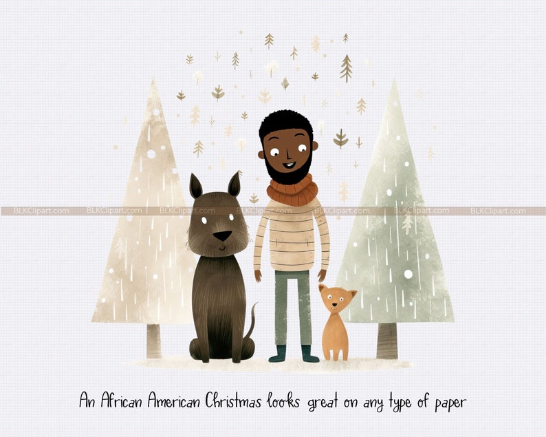 African American Clipart of a Beautiful Black Christmas. African ...