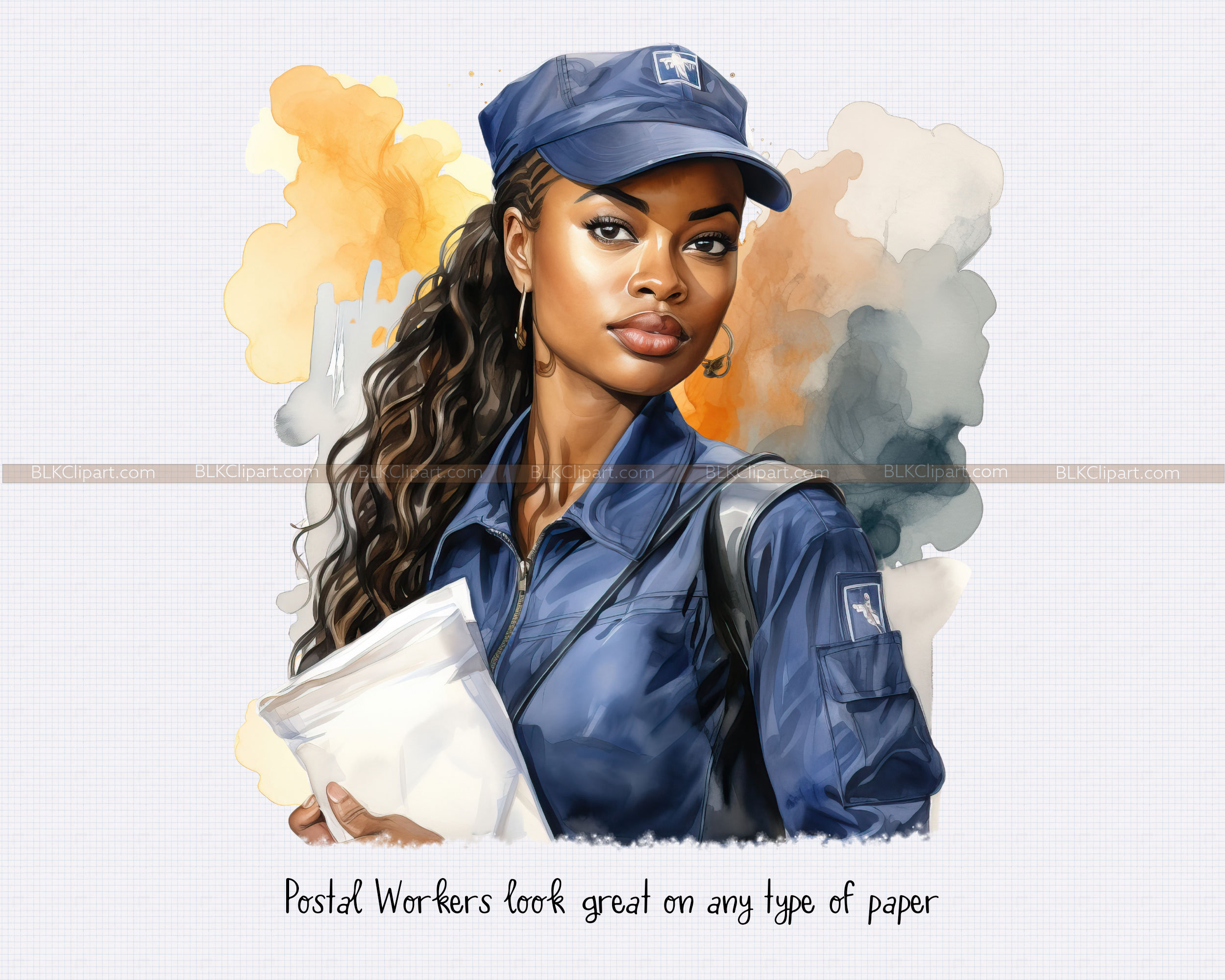 African American Clipart of Beautiful Black Female Postal Workers ...