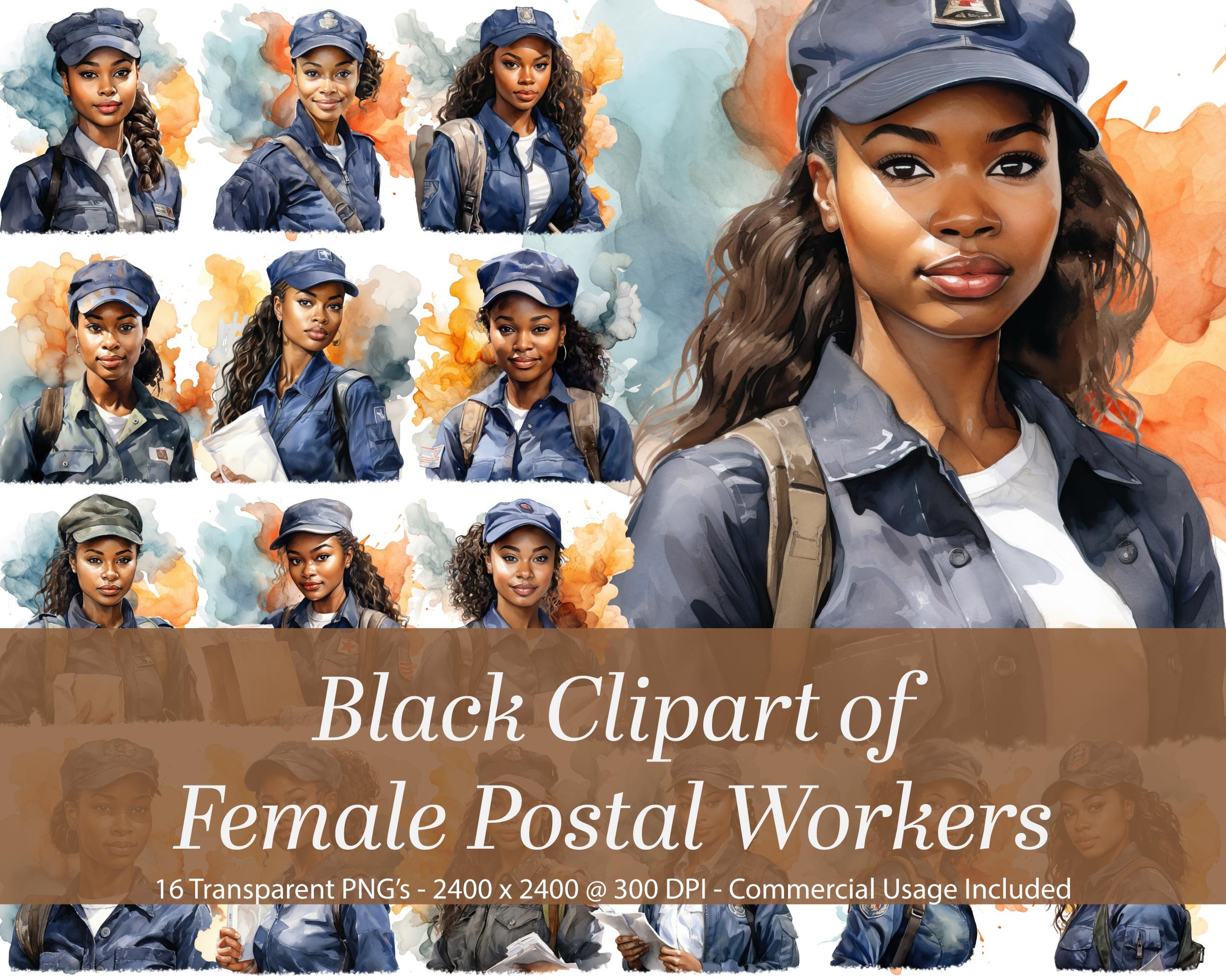 African American Clipart of Beautiful Black Female Postal Workers ...
