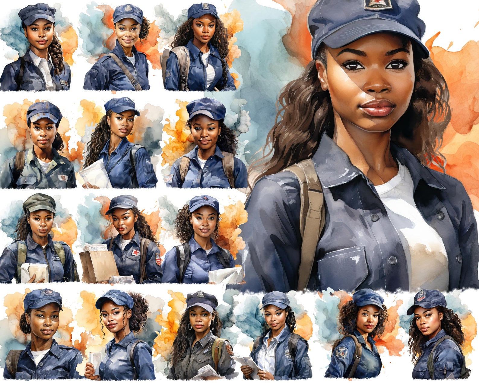 African American Clipart of Beautiful Black Female Postal Workers ...