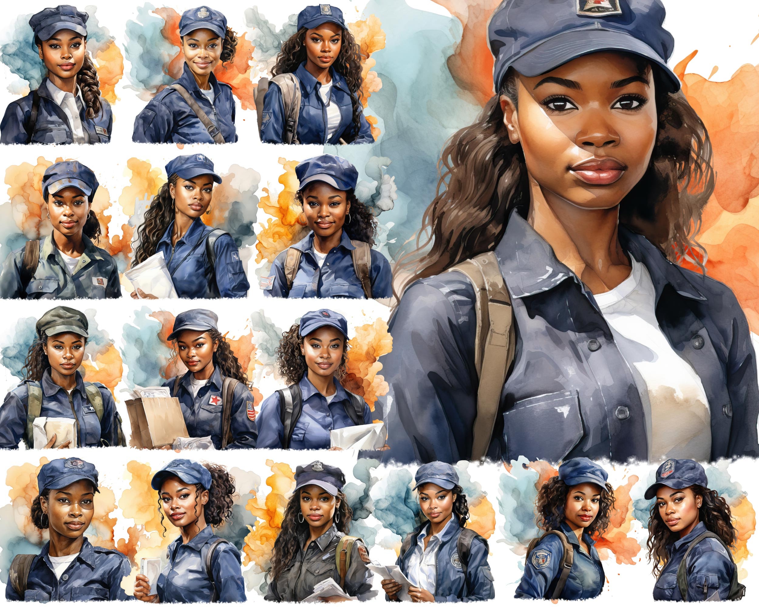 African American Clipart of Beautiful Black Female Postal Workers ...