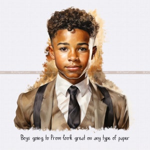 Watercolor African American Teen Boys Prom Clipart (PNG) - Etsy