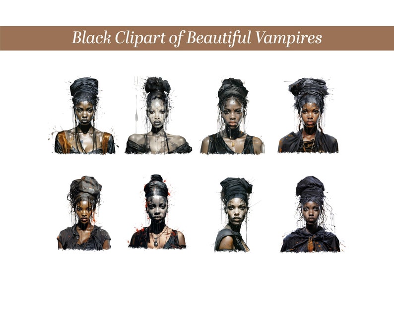 Watercolor Clipart of Truly Beautiful Black Vampire Women. - Etsy