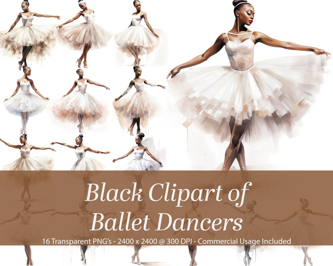 African American Ballerina Clipart: Elegant Dancer PNG (digital ...