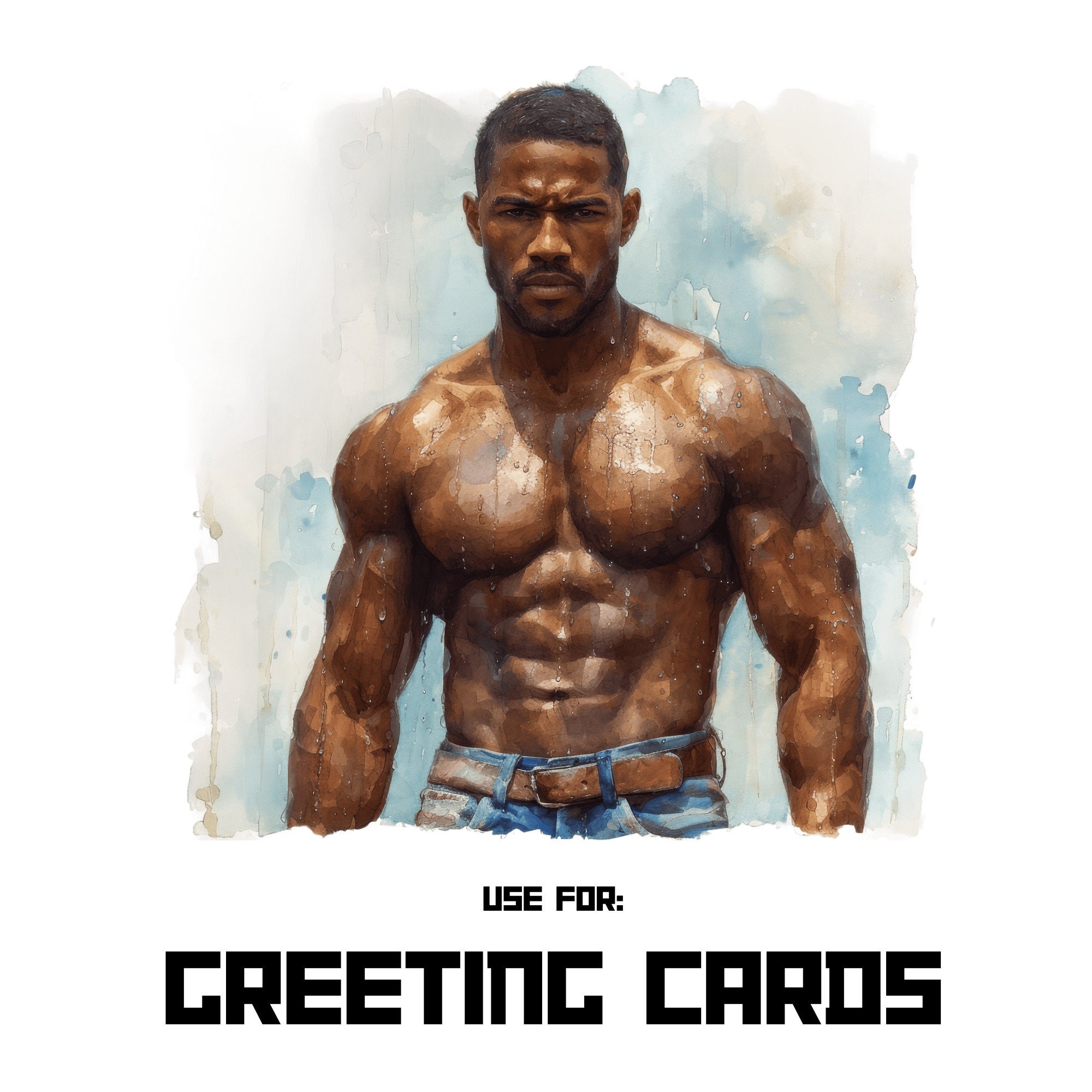 African American Bodybuilder Clipart: Buff Black Men (digital Download ...