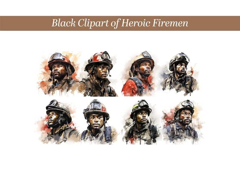 Clipart of Heroic African American Firefighters. Black Men Clipart ...