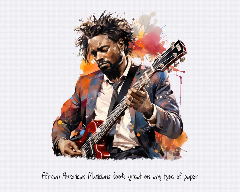 African American Musician Watercolor Clipart (transparent PNG) - Etsy