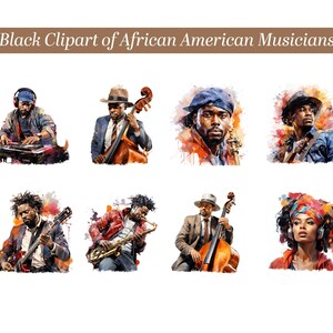 African American Musician Watercolor Clipart (transparent PNG) - Etsy