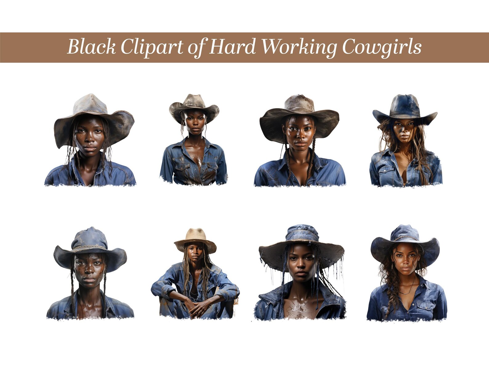 Black People Clipart of Very Busy African American Cowgirls. Beautiful ...