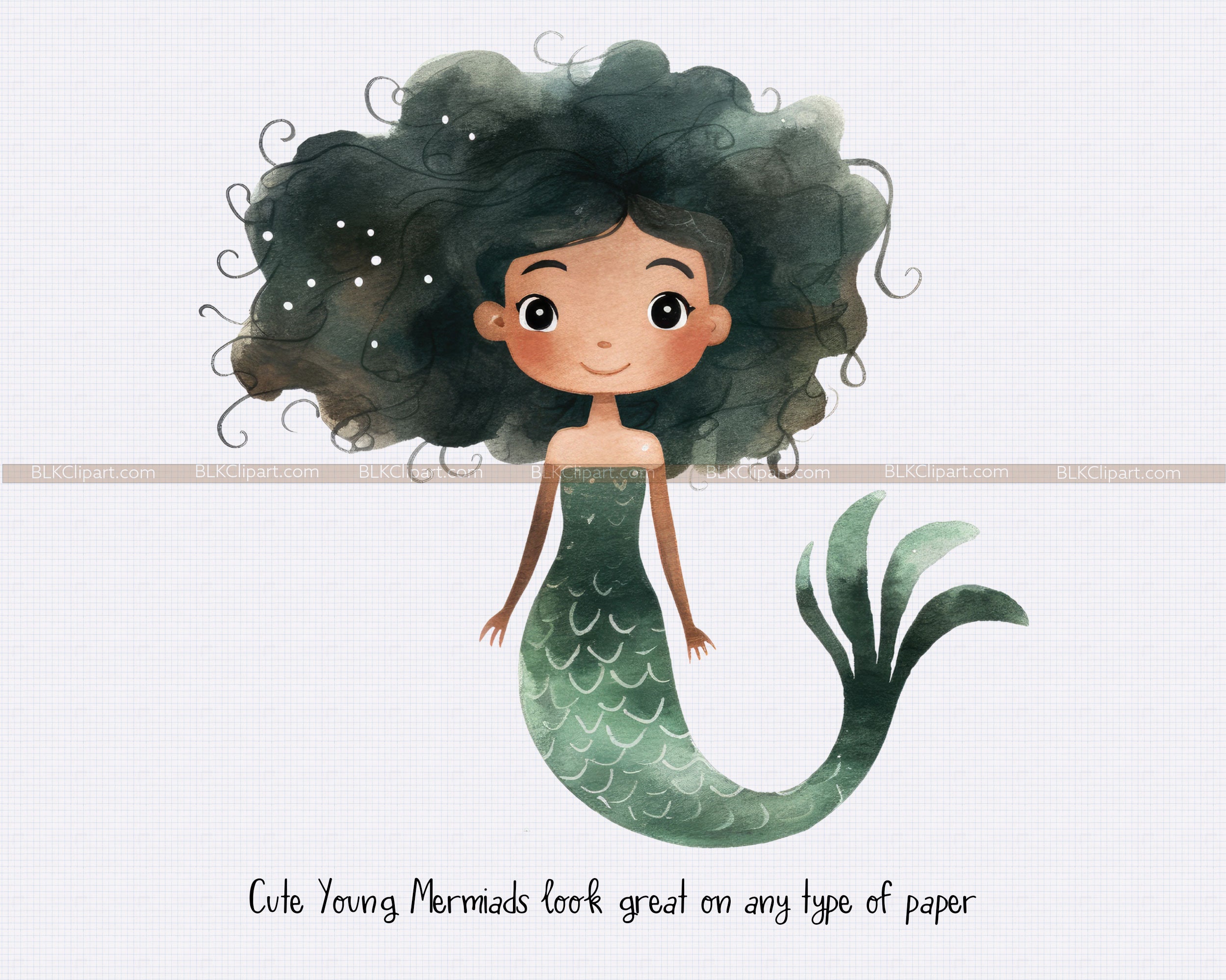African American Clipart of Very Cute Young Mermaids. True - Etsy