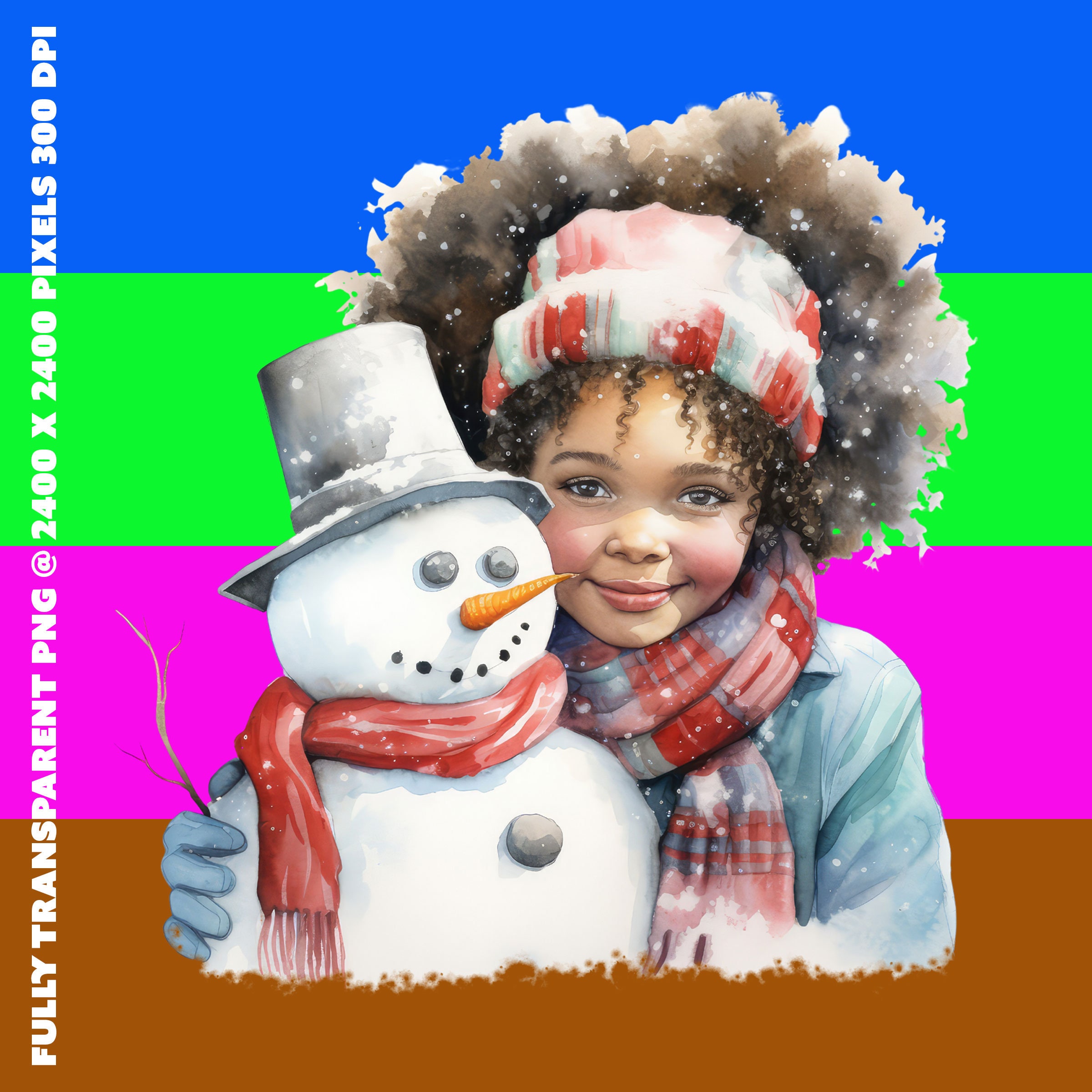 Clipart of African American Kids Loving Their Snowman. Commercial Use ...