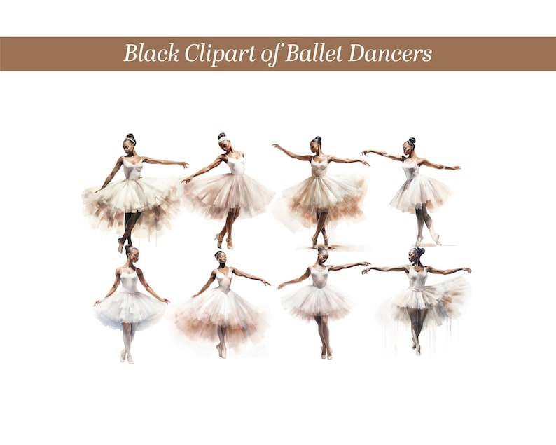 African American Ballerina Clipart. Elegant Dancer Clipart. African ...