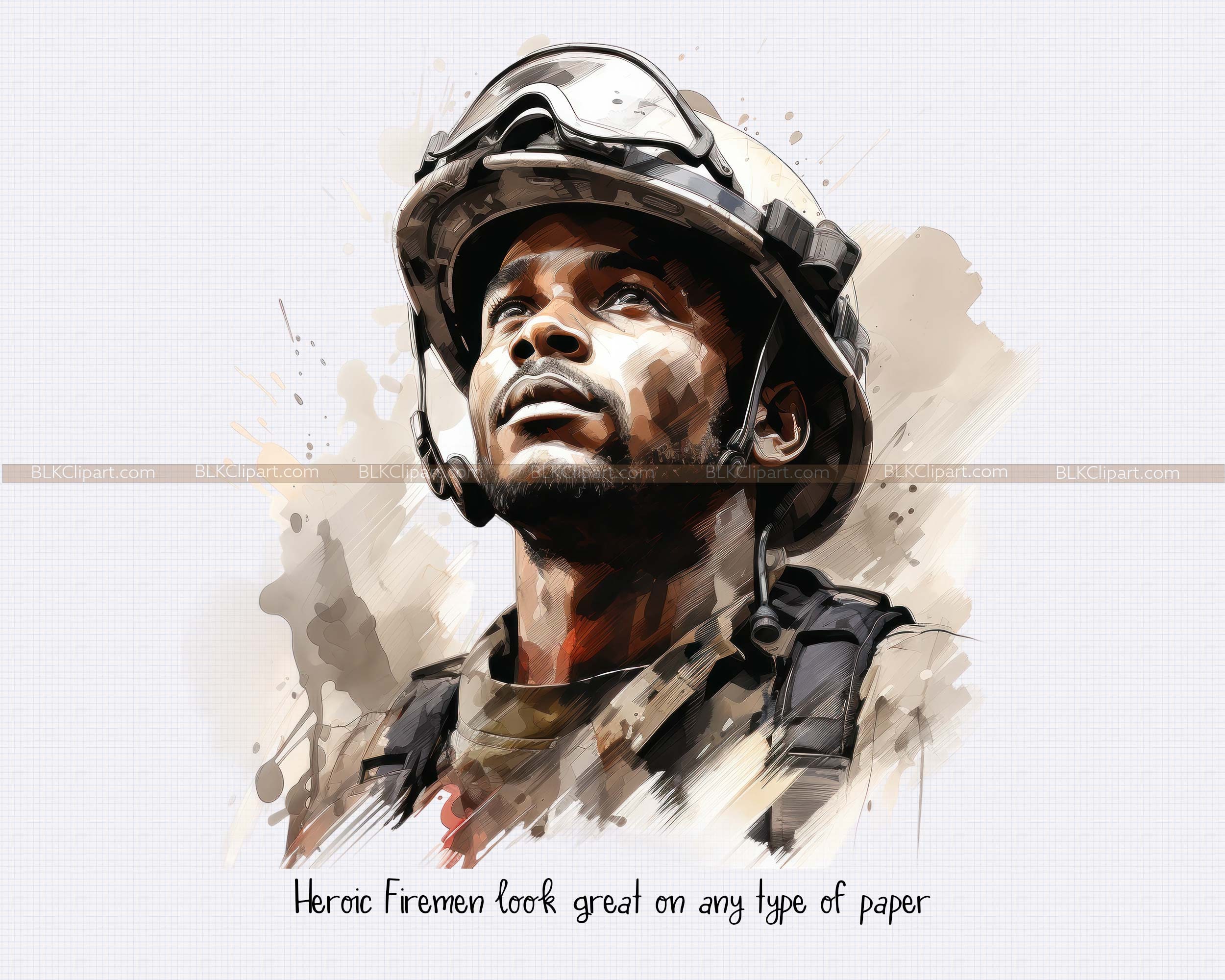 Clipart of Heroic African American Firefighters. Black Men Clipart ...