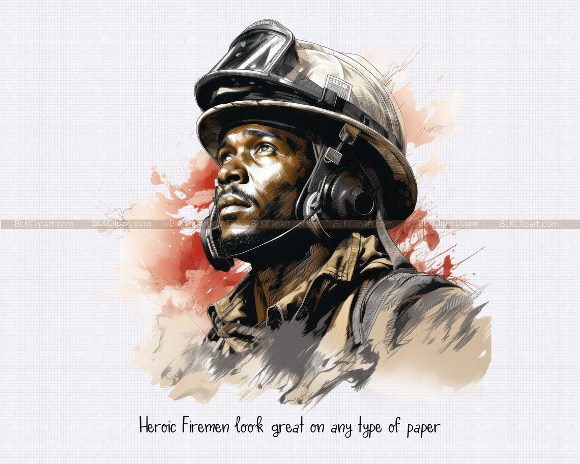 Clipart of Heroic African American Firefighters. Black Men Clipart ...