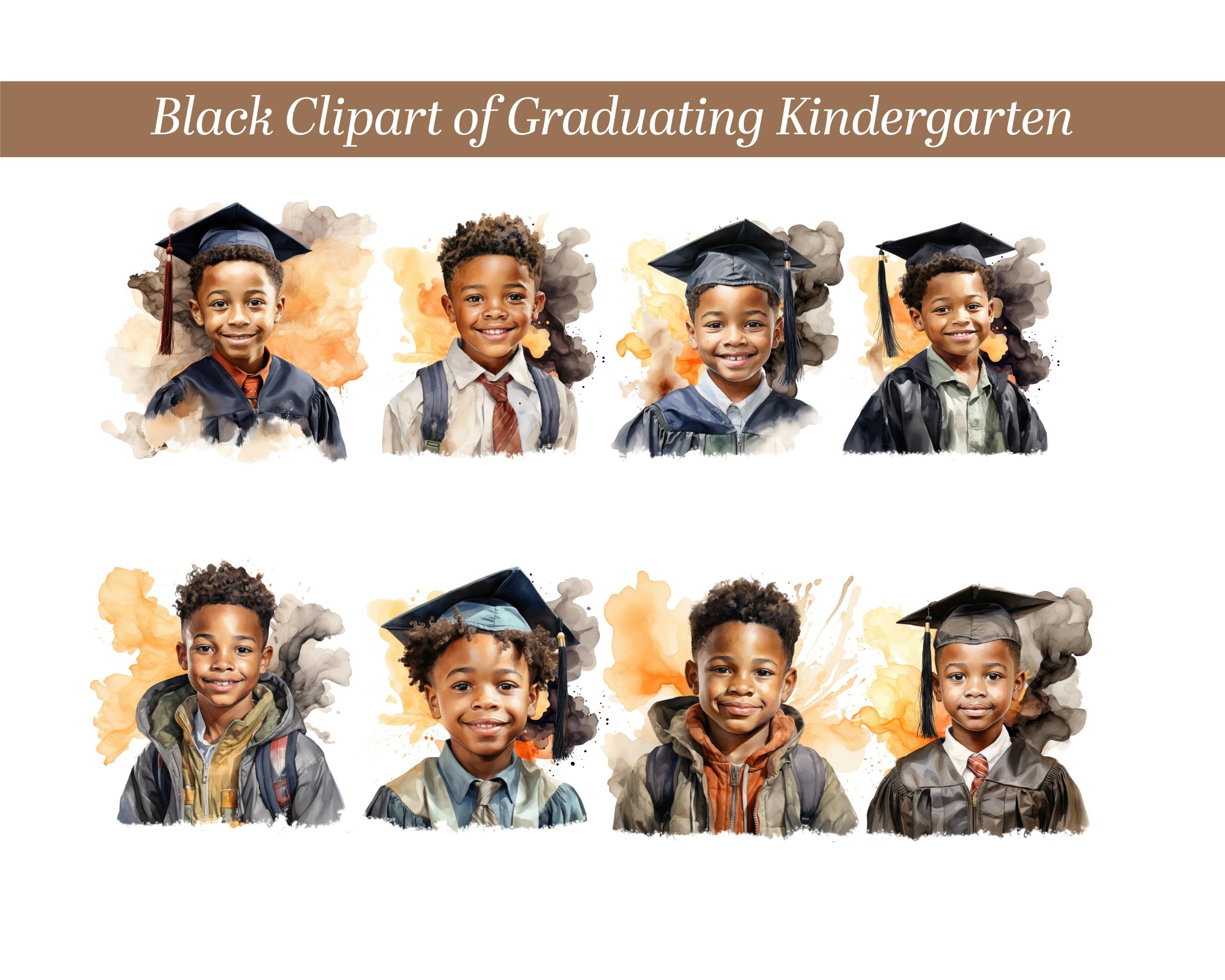 Black Clipart of African American Boys Graduating Kindergarten. Sweet ...