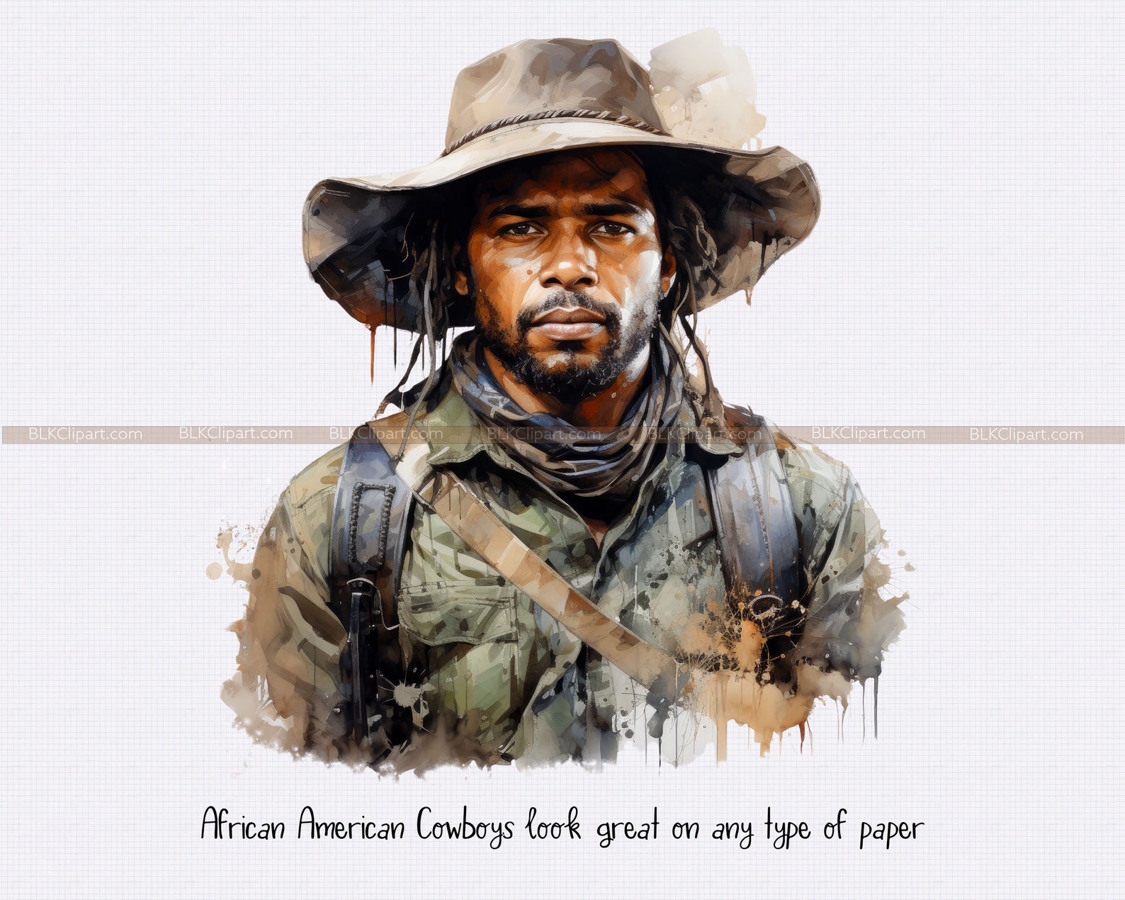 African American Clipart of Wild West Cowboys in Watercolor Clipart ...