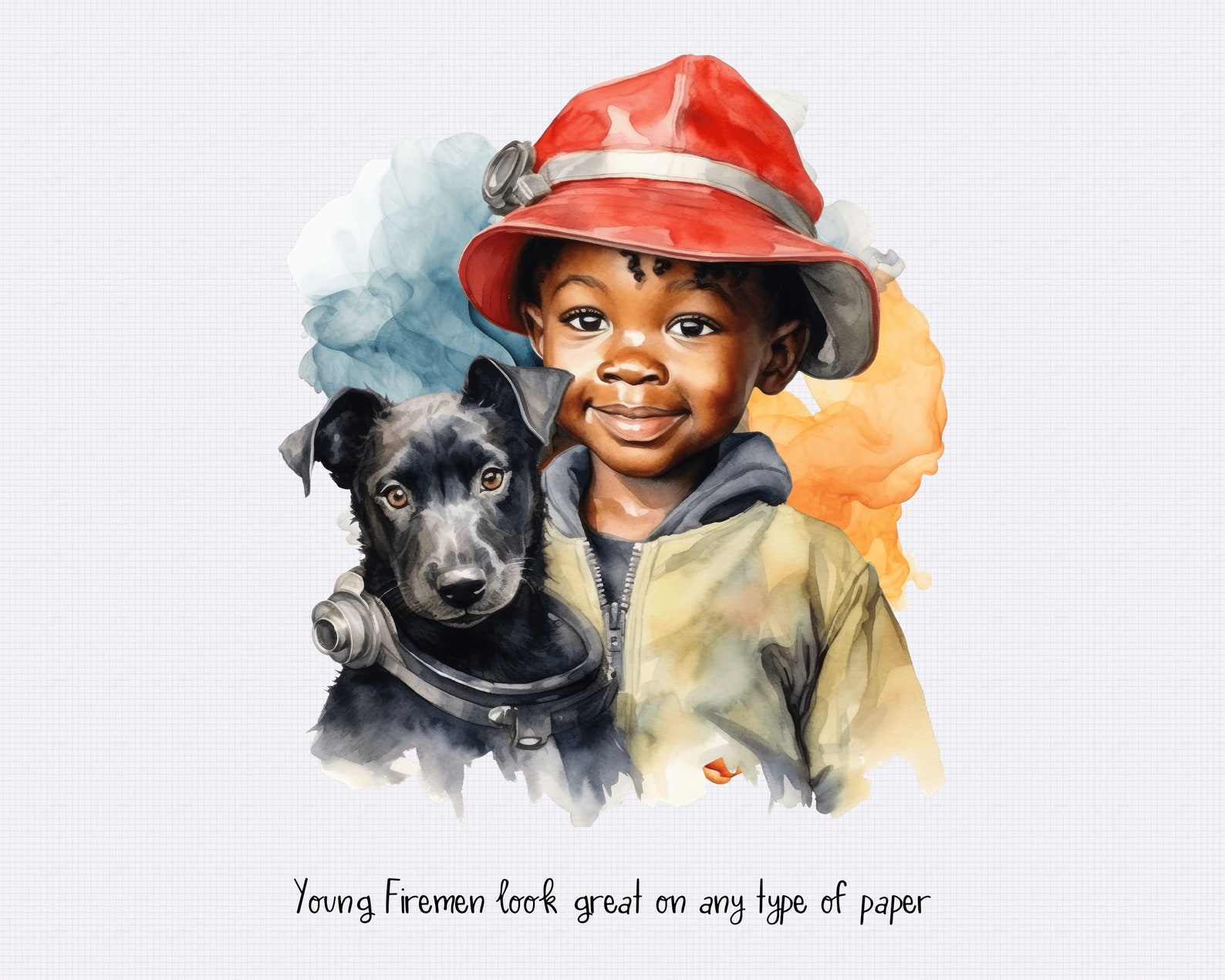 African American Clipart. Watercolor Clipart of Adorable Young African ...