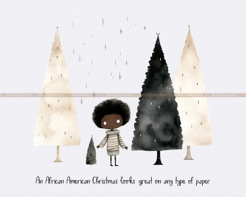 African American Clipart of a Beautiful Black Christmas. African ...