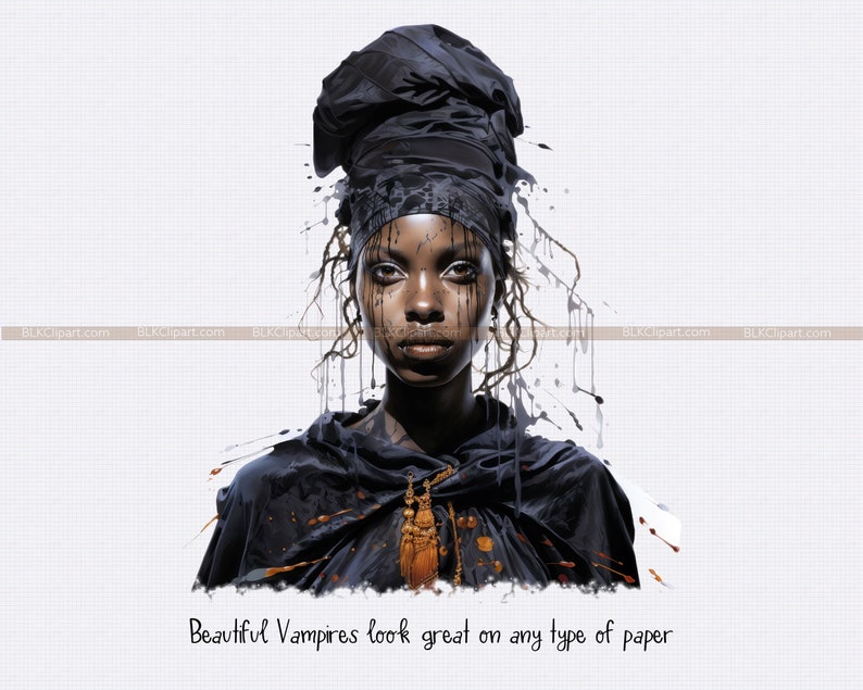 Watercolor Clipart of Truly Beautiful Black Vampire Women. - Etsy