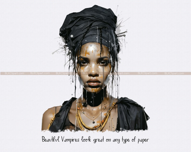 Watercolor Clipart of Truly Beautiful Black Vampire Women. - Etsy