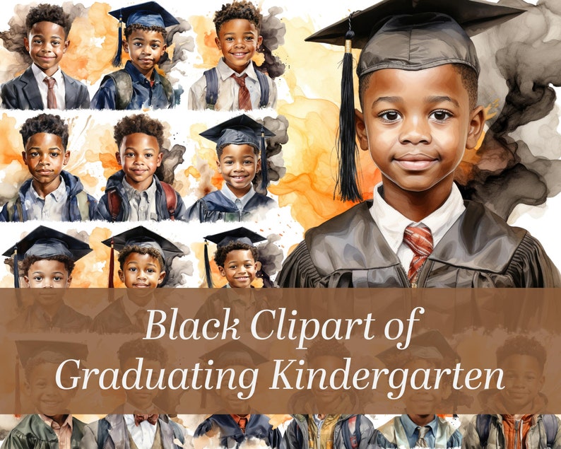 Black Clipart of African American Boys Graduating Kindergarten. Sweet ...