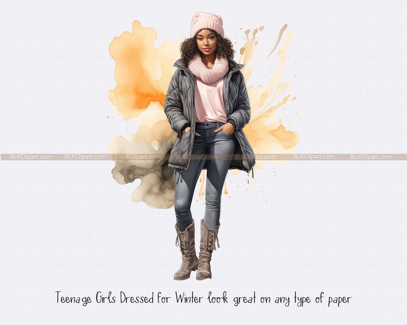 Clipart. African American Teenage Girls Wearing Their Favorite Winter ...