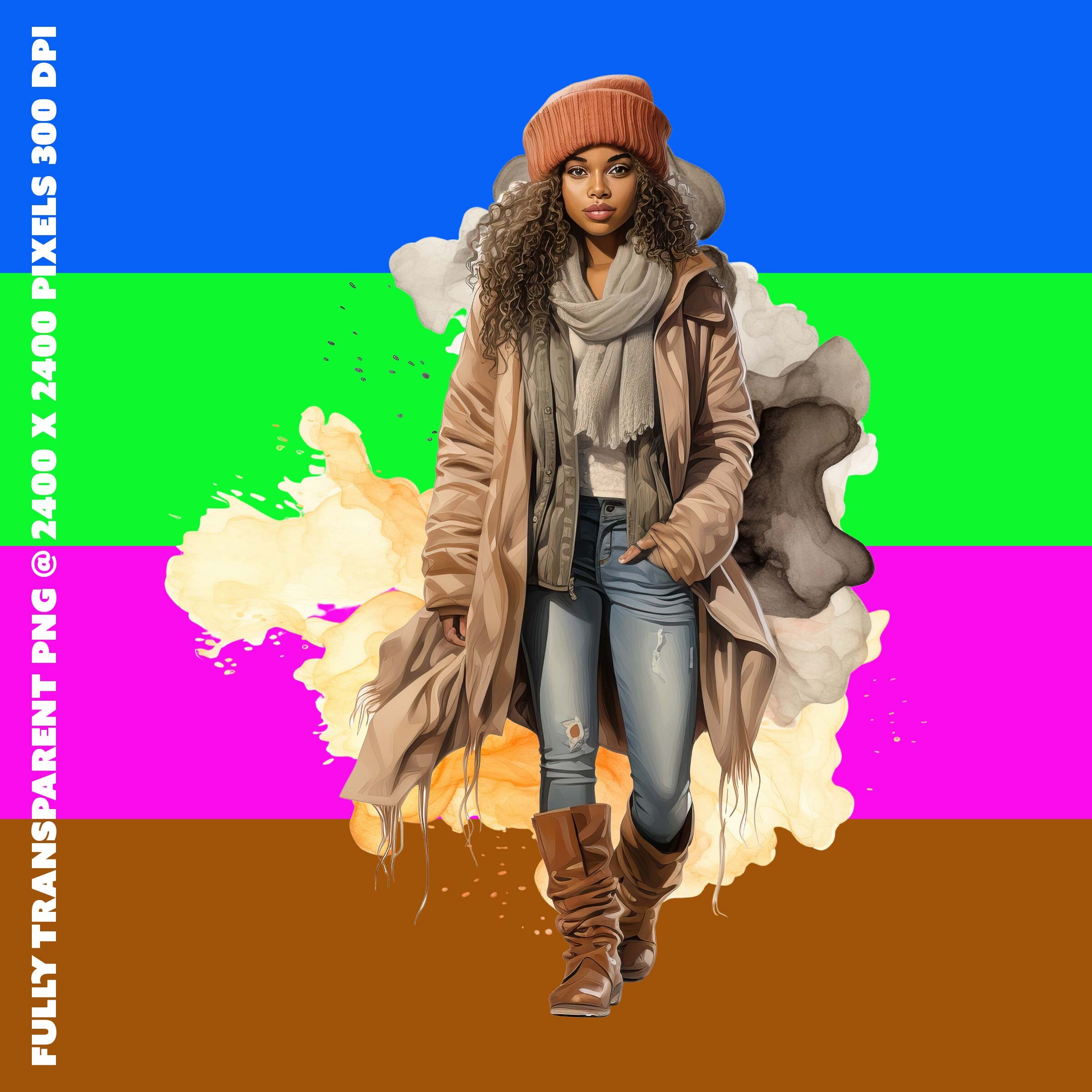 Clipart. African American Teenage Girls Wearing Their Favorite Winter ...