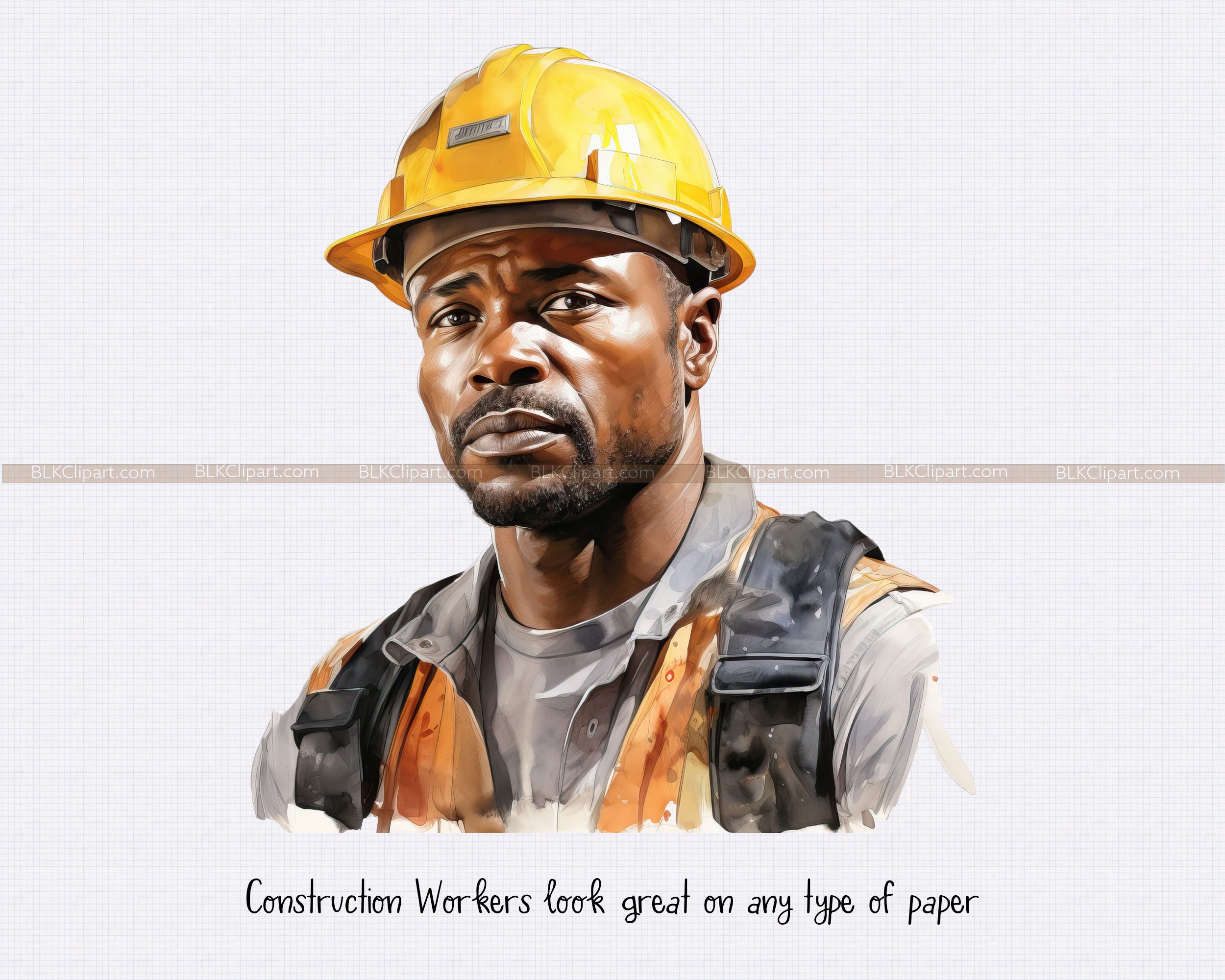 African American Clipart of Rugged Black Construction Workers. - Etsy