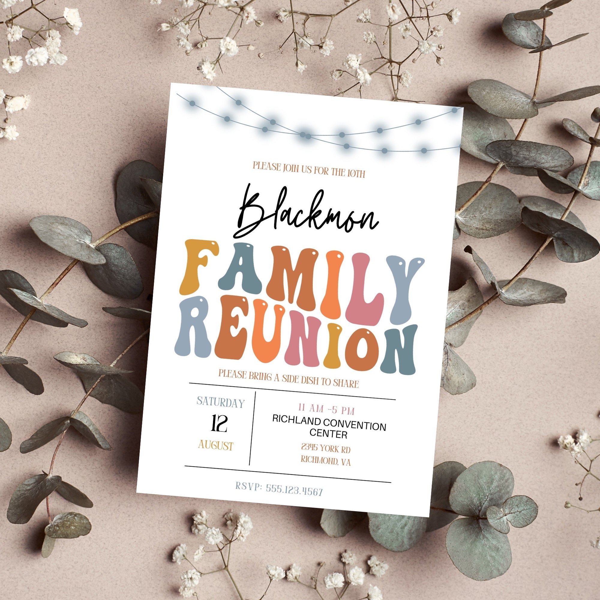 EDITABLE Family Reunion Invitation, Printable Invitation for Family ...