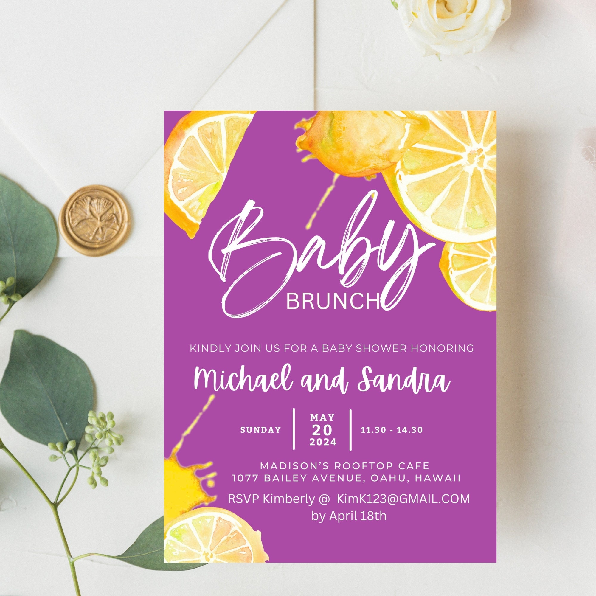 Editable Citrus Baby Shower Invitation Bundle, Citrus Lemon Baby Shower ...