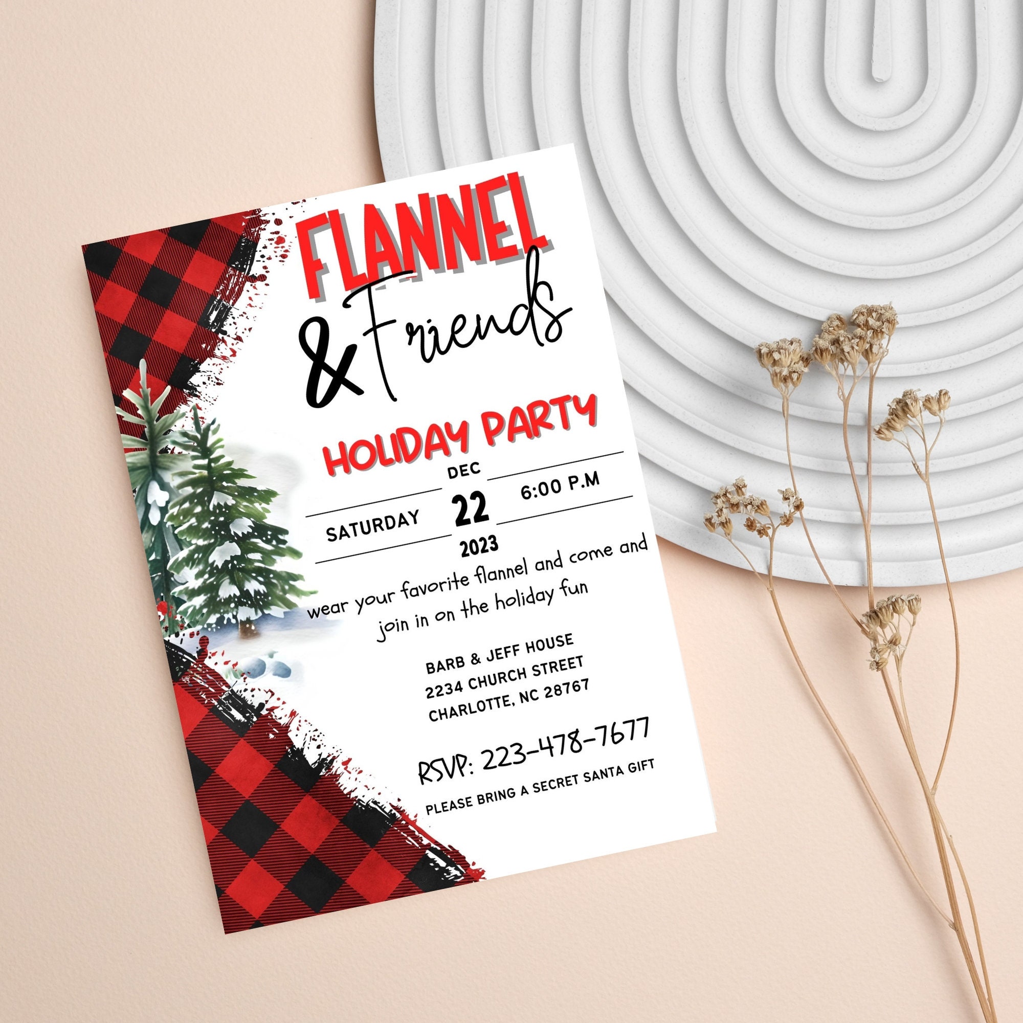 Fall Flannel Party Invitation, Fall Fest Party Digital Invite ...