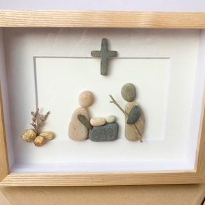 Pebble Art Nativity Scene, Rock Art Nativity Picture, Unique Nativity ...