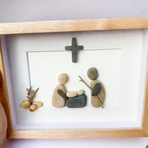 Pebble Art Nativity Scene, Rock Art Nativity Picture, Unique Nativity ...