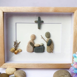 Pebble Art Nativity Scene, Rock Art Nativity Picture, Unique Nativity ...