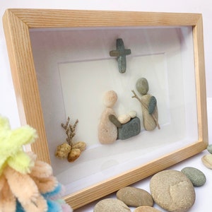 Pebble Art Nativity Scene, Rock Art Nativity Picture, Unique Nativity ...
