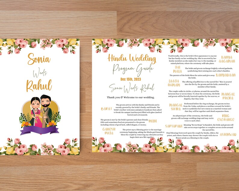 Hindu Wedding Program,wedding Card Box,hindu Wedding Ceremony Guide ...
