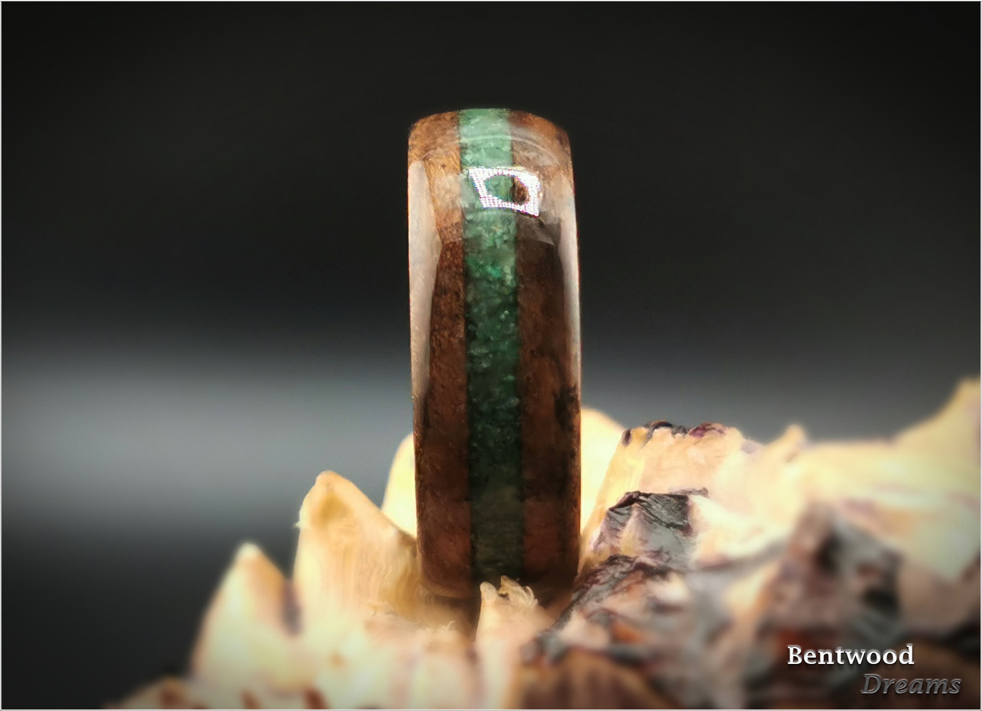 Bentwood Ring: Claro Walnut Burl Inlaid Buddstone Plum Wood - Etsy