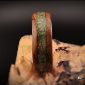 Bentwood Ring: Circassian Walnut, Inlaid Vesuvianite (californite ...